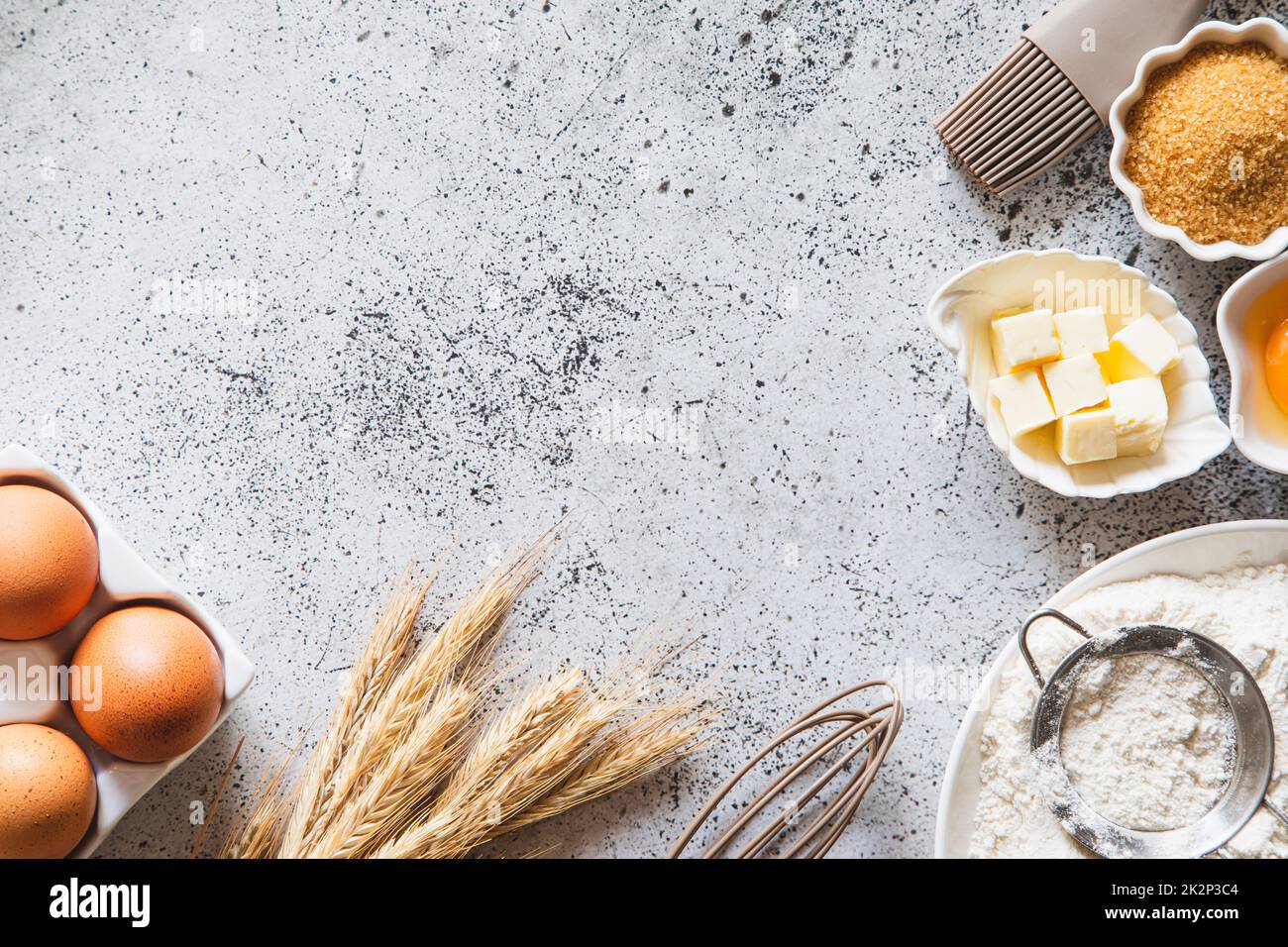 Baking or cooking background frame. Ingredients, kitchen items for ...