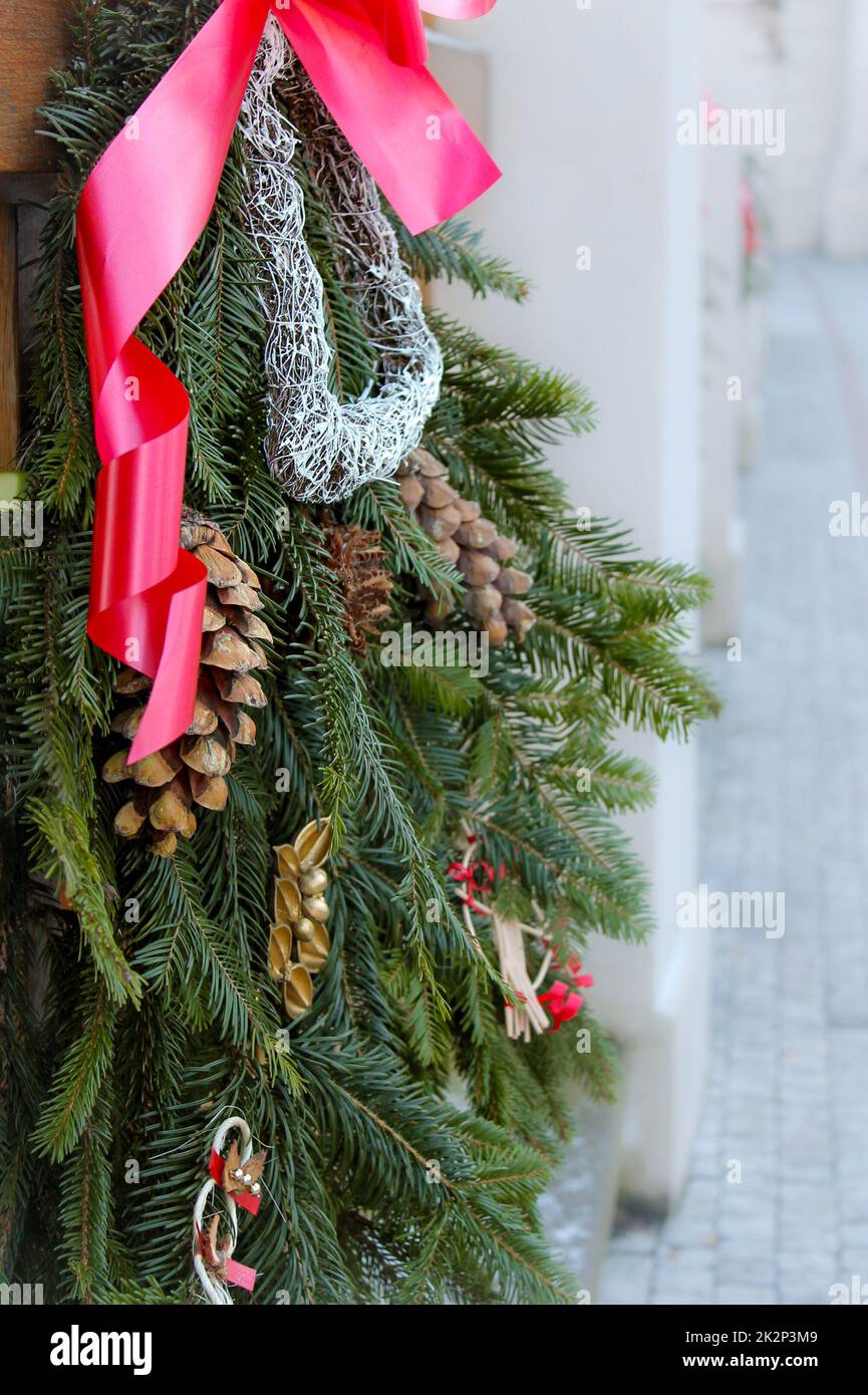 christmas tree in detail on the street Stock Photo - Alamy