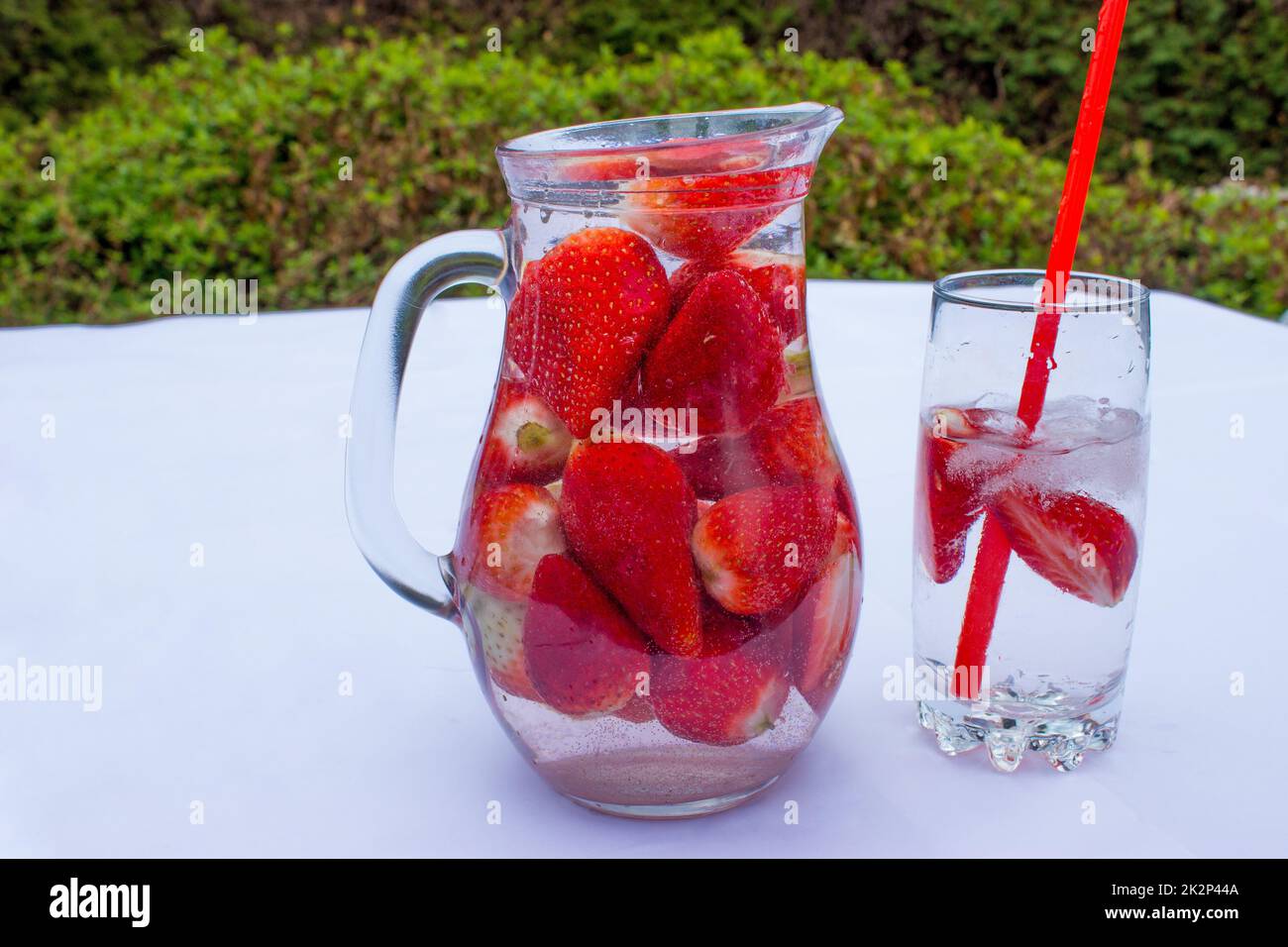 Strawberry drink in a pitcher Stock Photo - Alamy