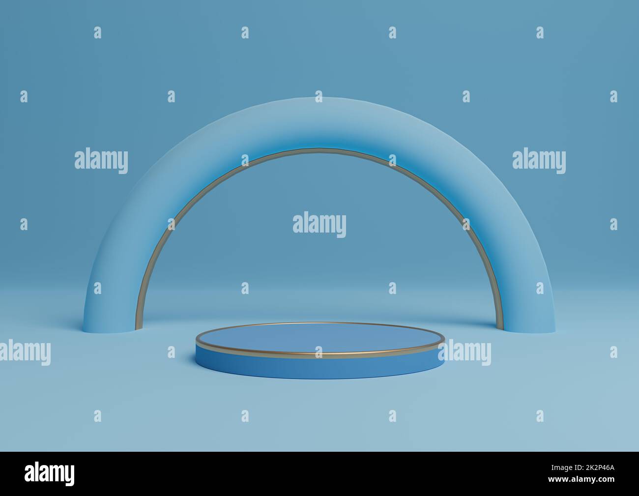 Bright, light sky blue 3D rendering simple product display cylinder ...