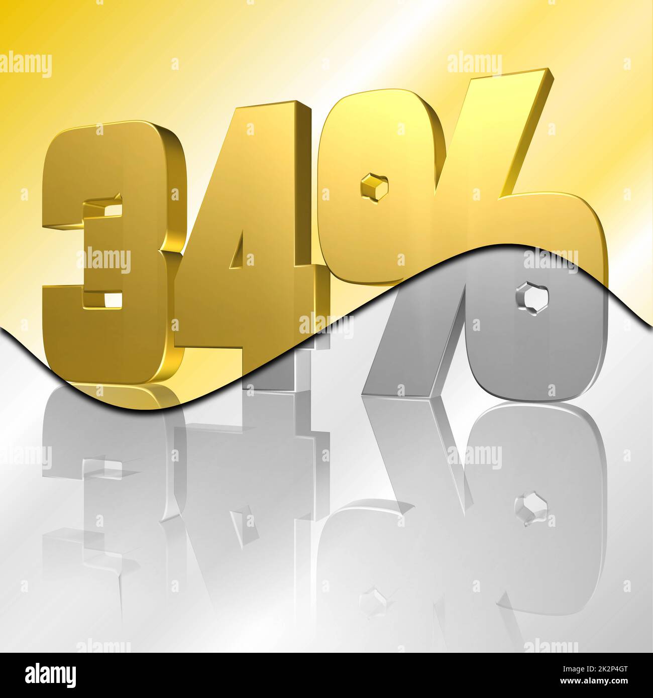 34%, 34 percent as a 3D illustration, 3D rendering Stock Photo - Alamy