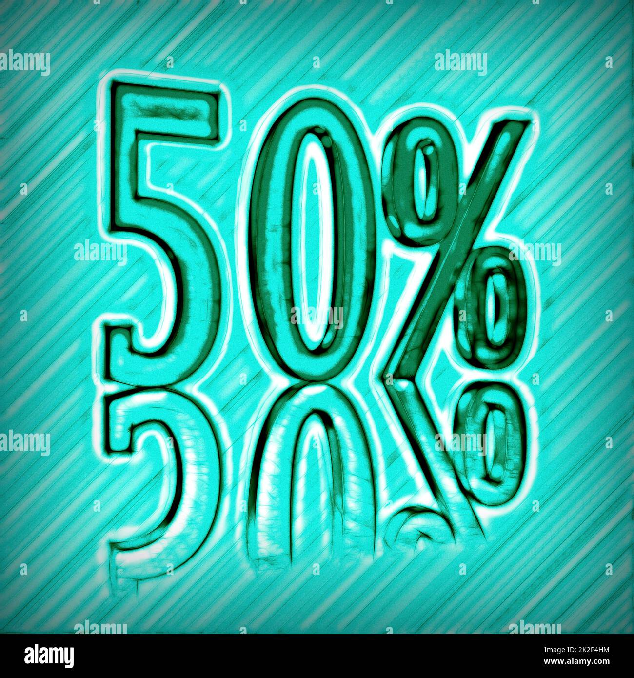 50%, 50 percent as a 3D illustration, 3D rendering Stock Photo - Alamy