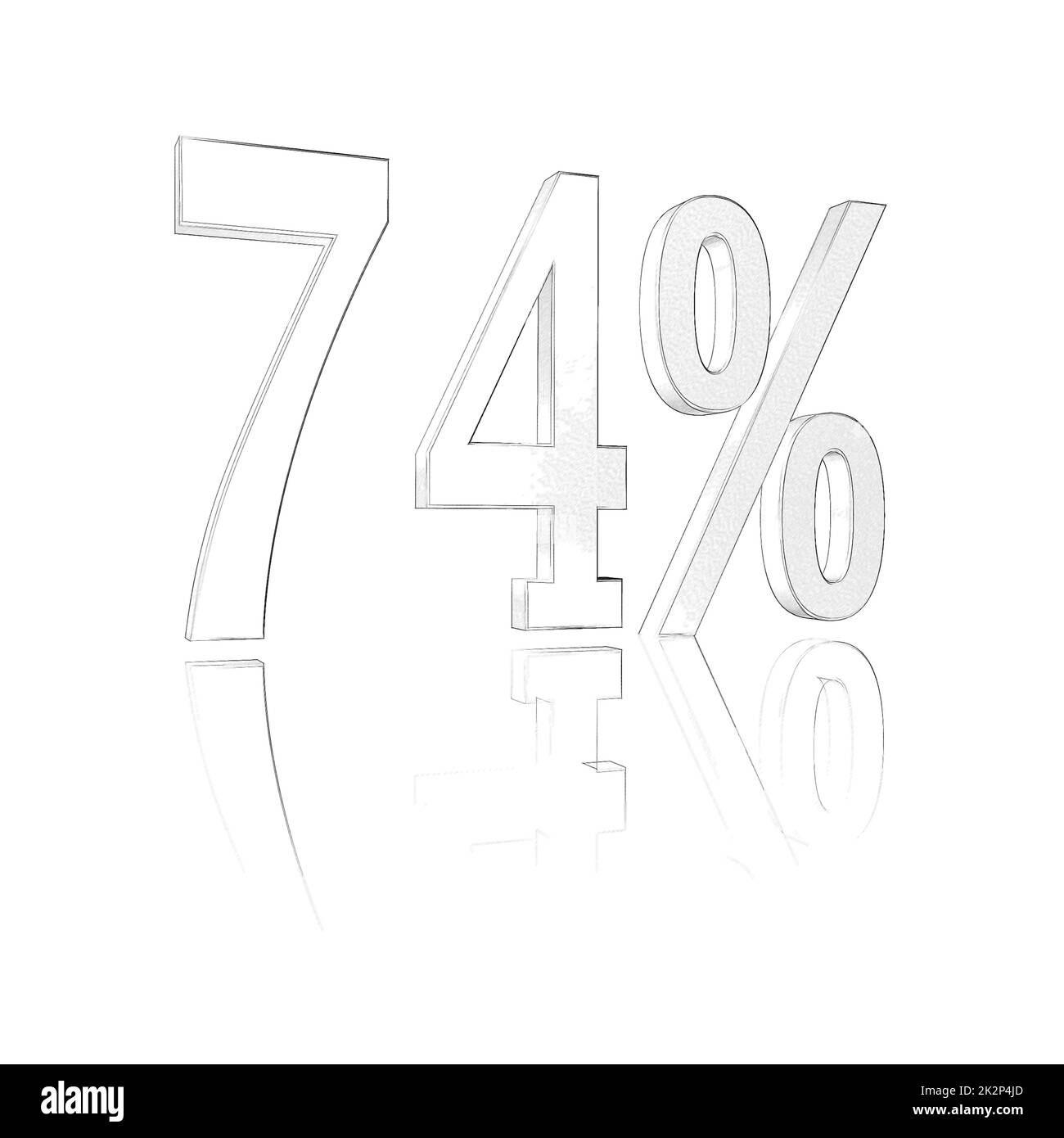 74%, 74 percent as a 3D illustration, 3D rendering Stock Photo - Alamy