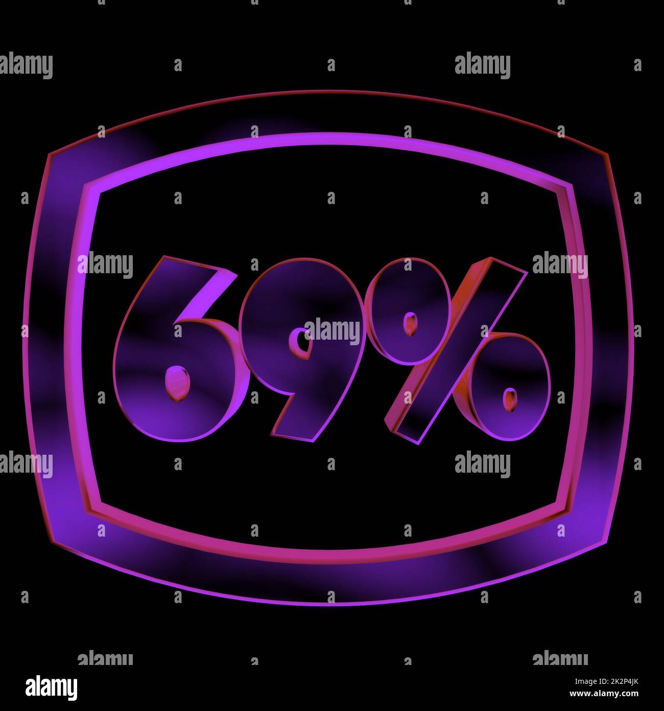 69%, 69 percent as a 3D illustration, 3D rendering Stock Photo - Alamy