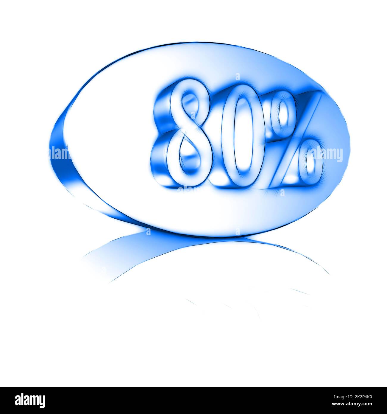 80%, 80 percent as a 3D illustration, 3D rendering Stock Photo - Alamy