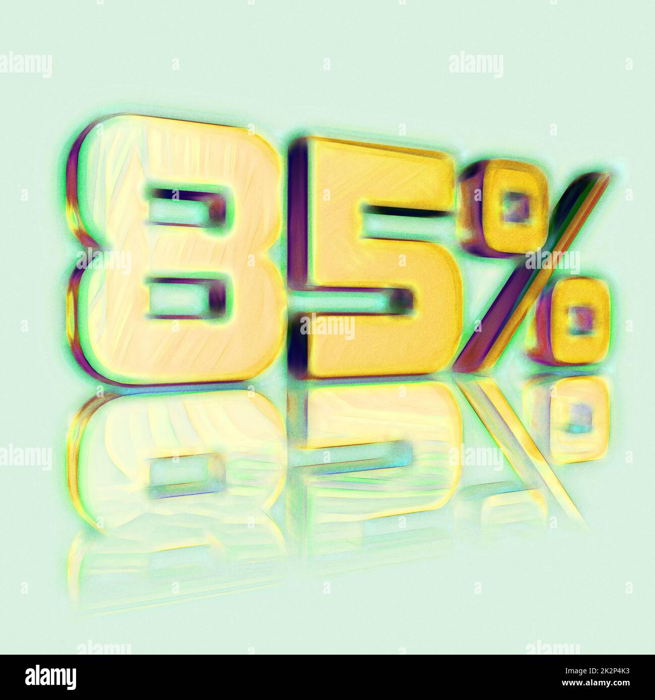 85%, 85 percent as a 3D illustration, 3D rendering Stock Photo - Alamy