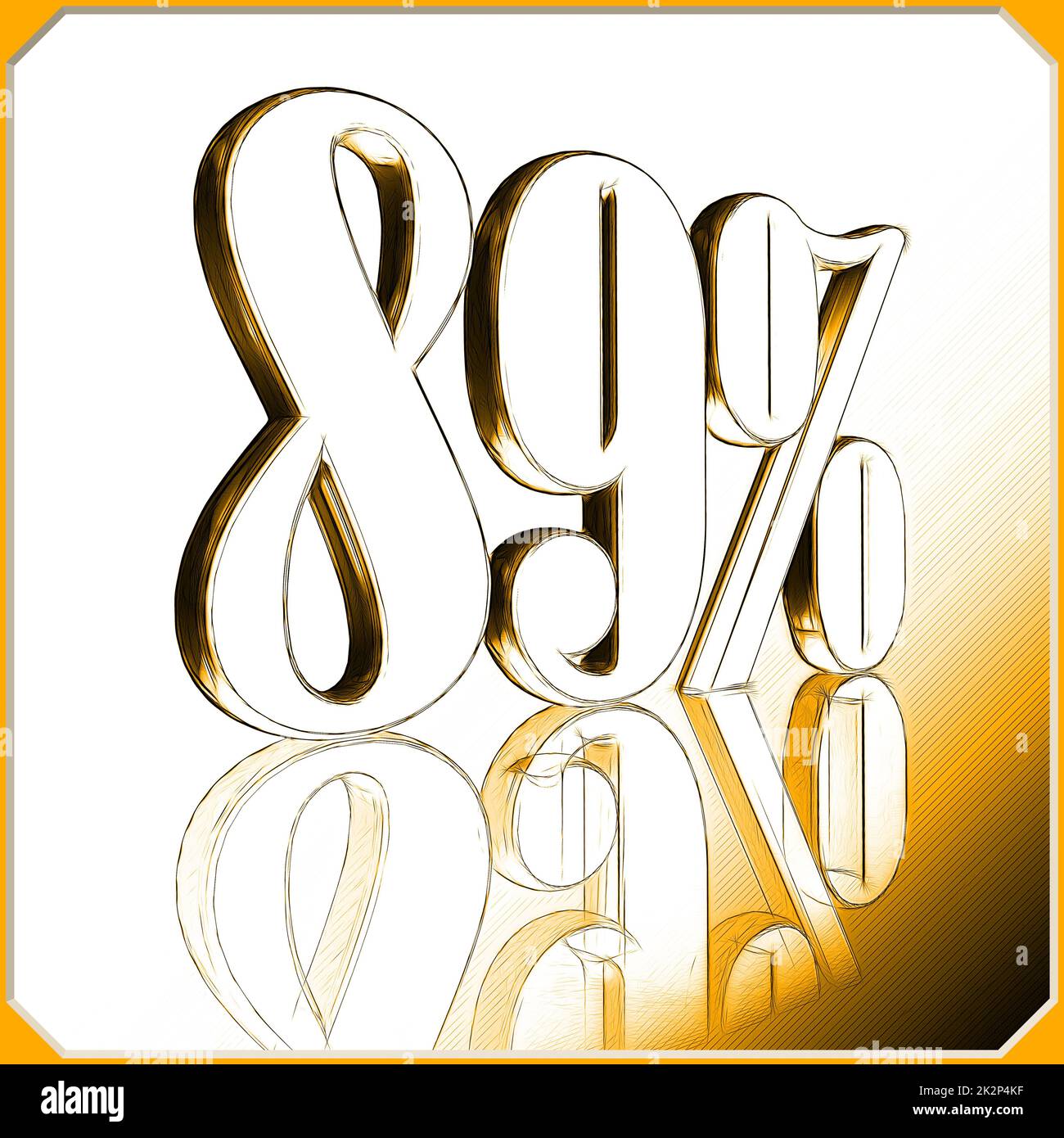 89%, 89 percent as a 3D illustration, 3D rendering Stock Photo - Alamy