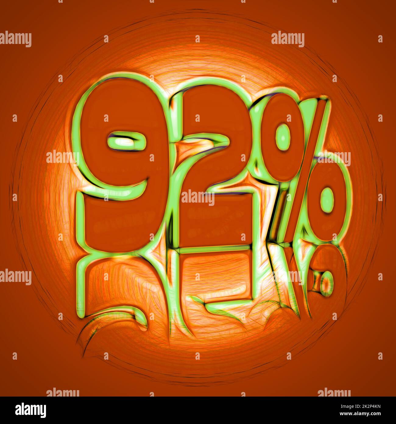 92%, 92 percent as a 3D illustration, 3D rendering Stock Photo - Alamy