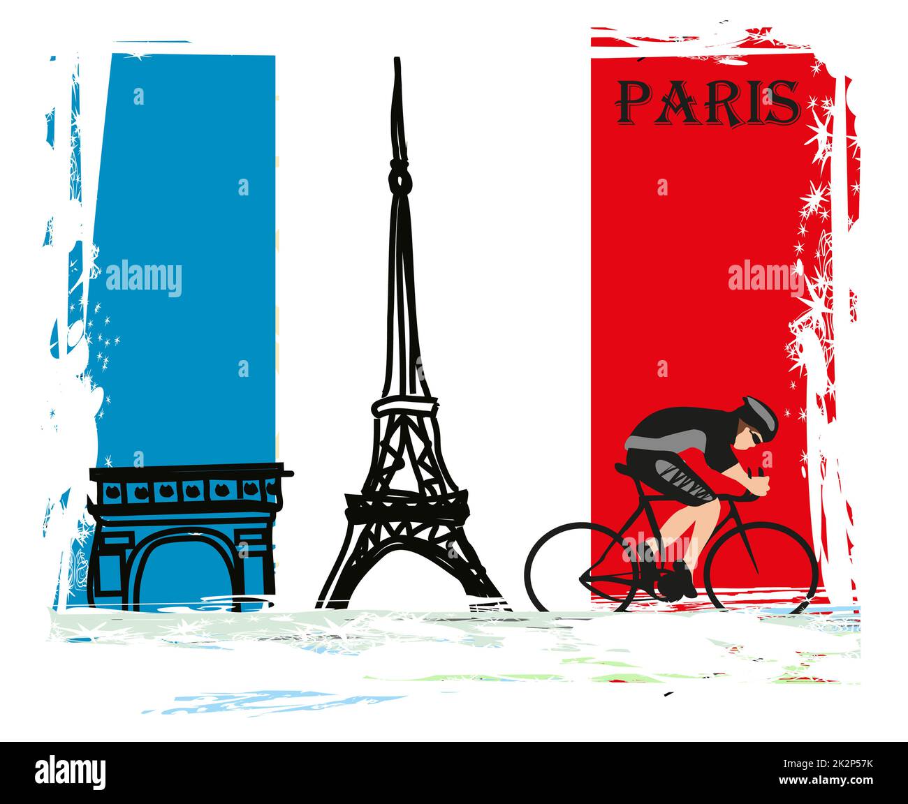 Cycling in Paris - Grunge Poster Stock Photo - Alamy
