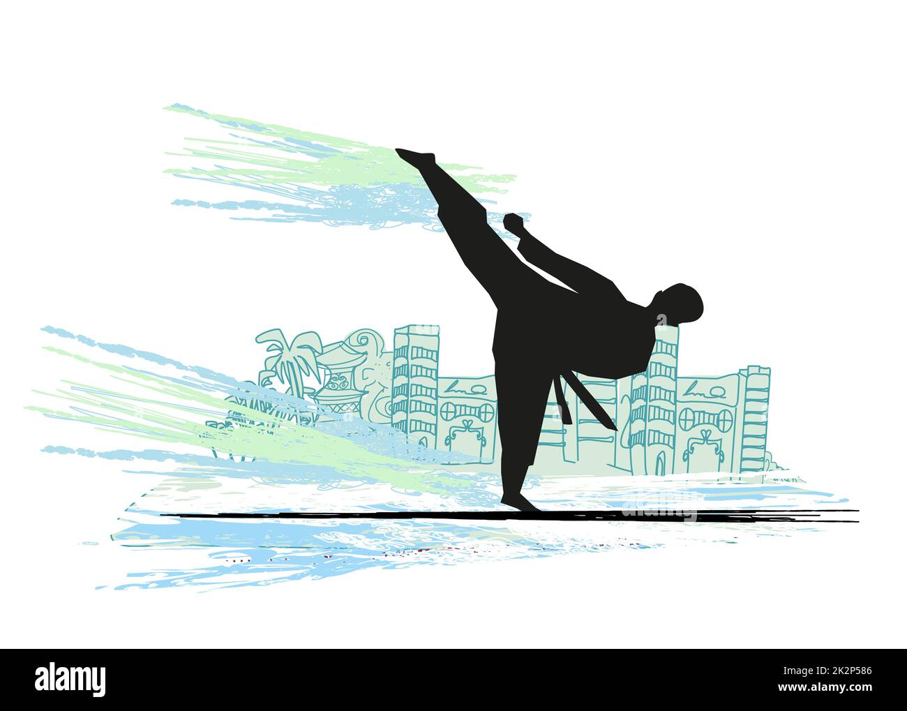 creative abstract illustration of karate fighter Stock Photo - Alamy