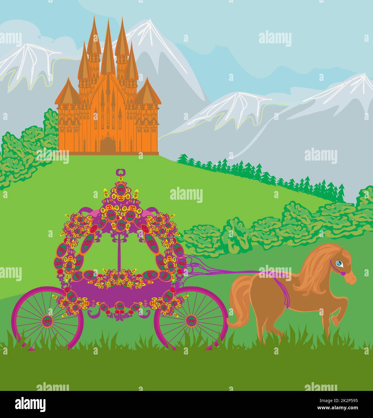 horse carriage and a medieval castle Stock Photo - Alamy