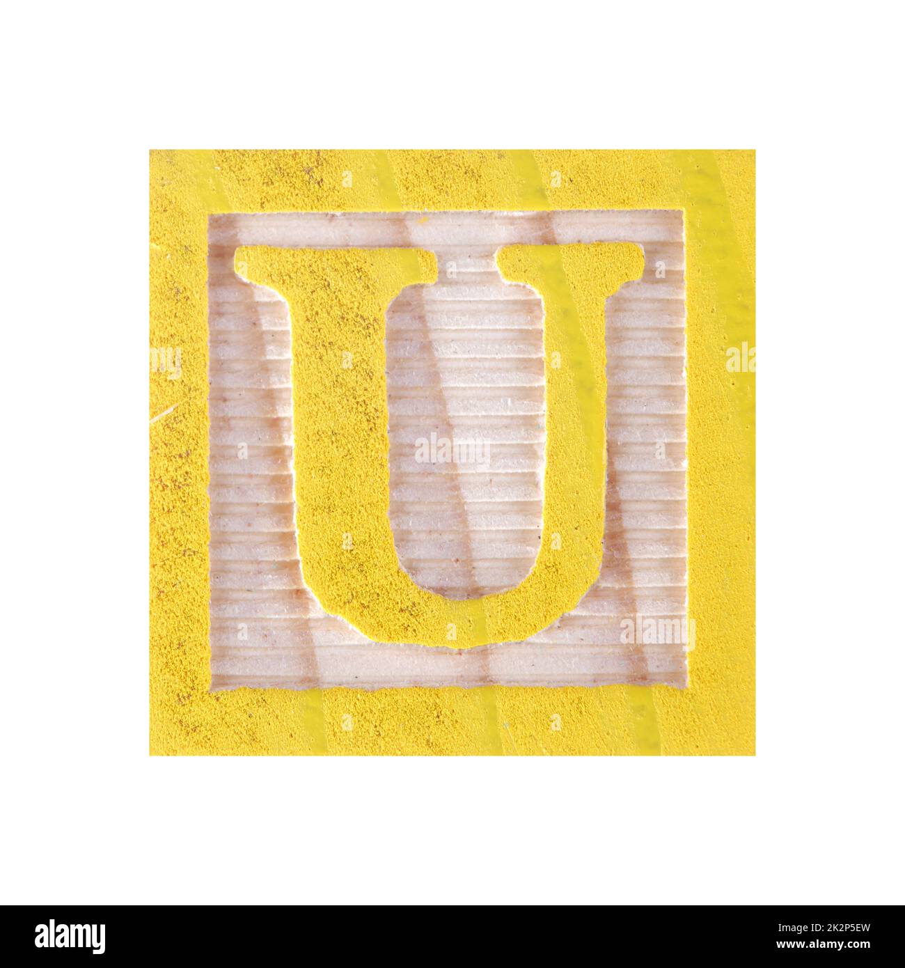 Letter U childs wood block on white with clipping path Stock Photo - Alamy