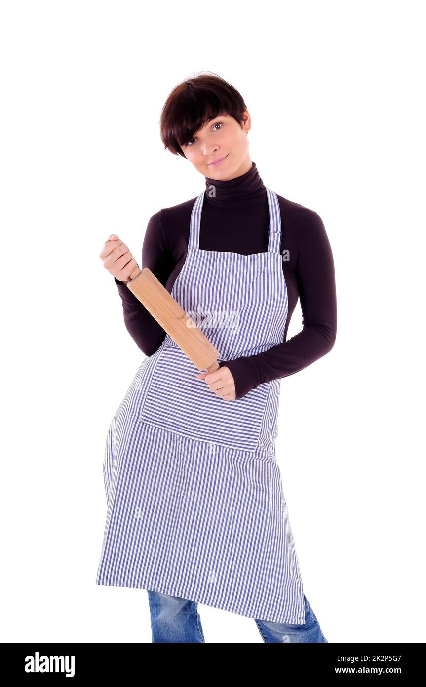 Portrait of a cook in chef clothes against white background Stock Photo ...