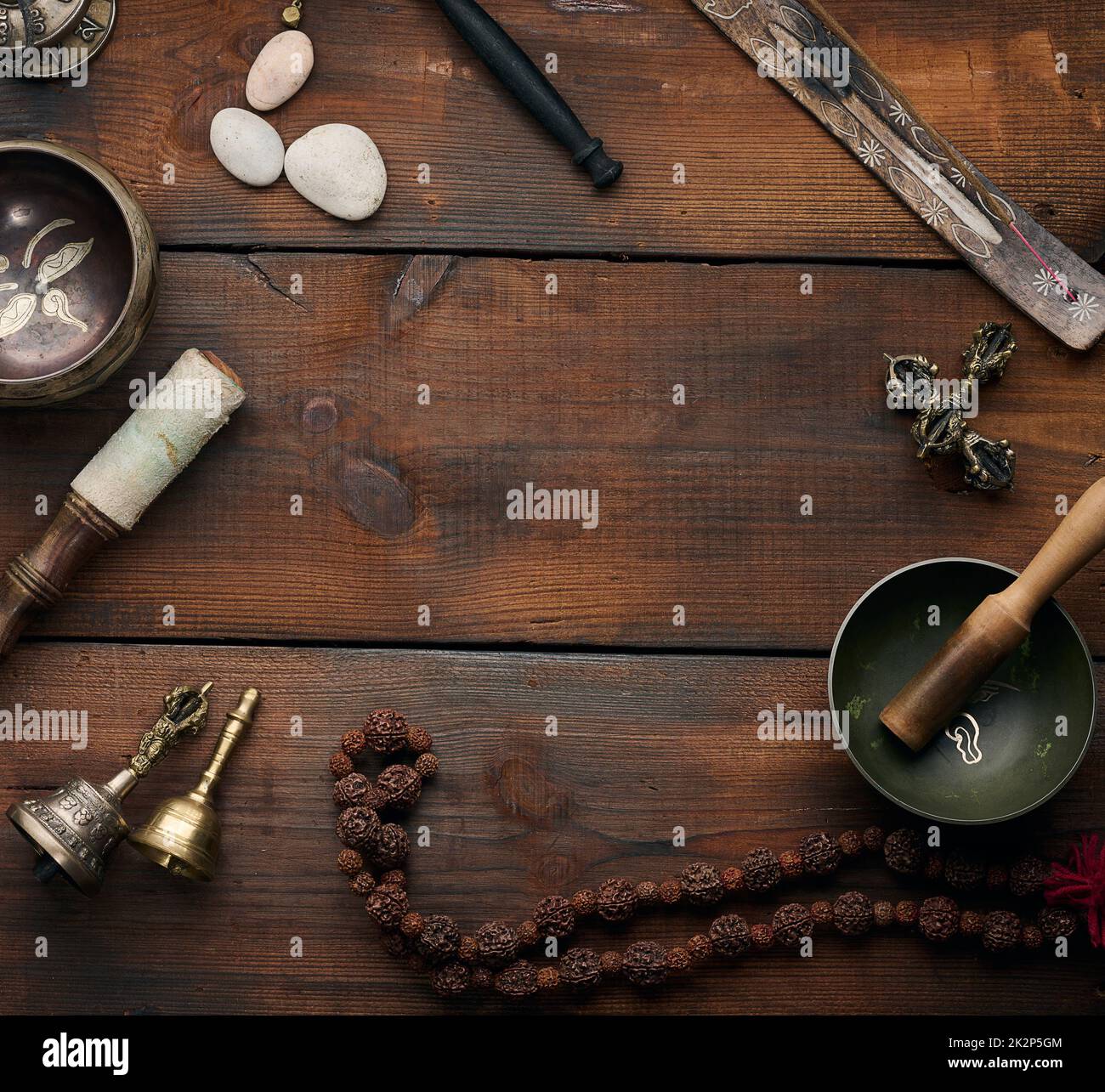 Tibetan singing copper bowl with a wooden clapper , objects for ...