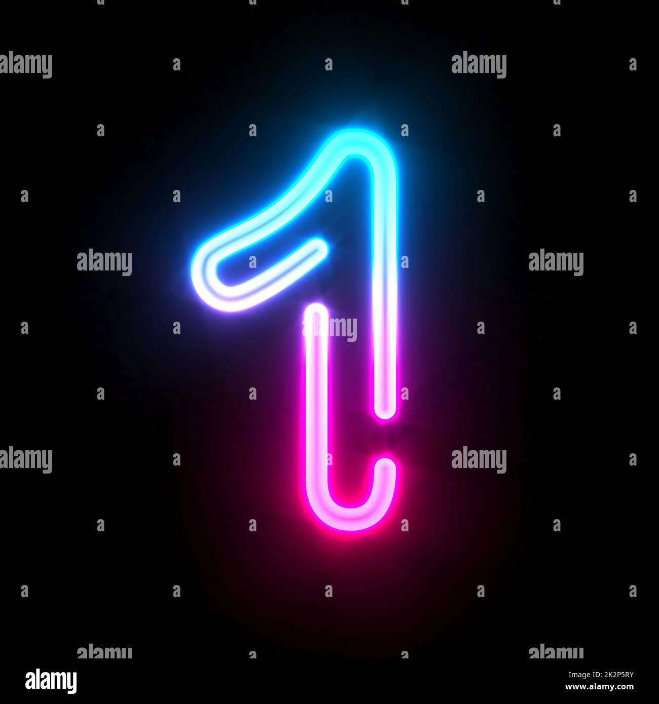 Blue pink glowing neon tube font Number 1 ONE 3D Stock Photo - Alamy