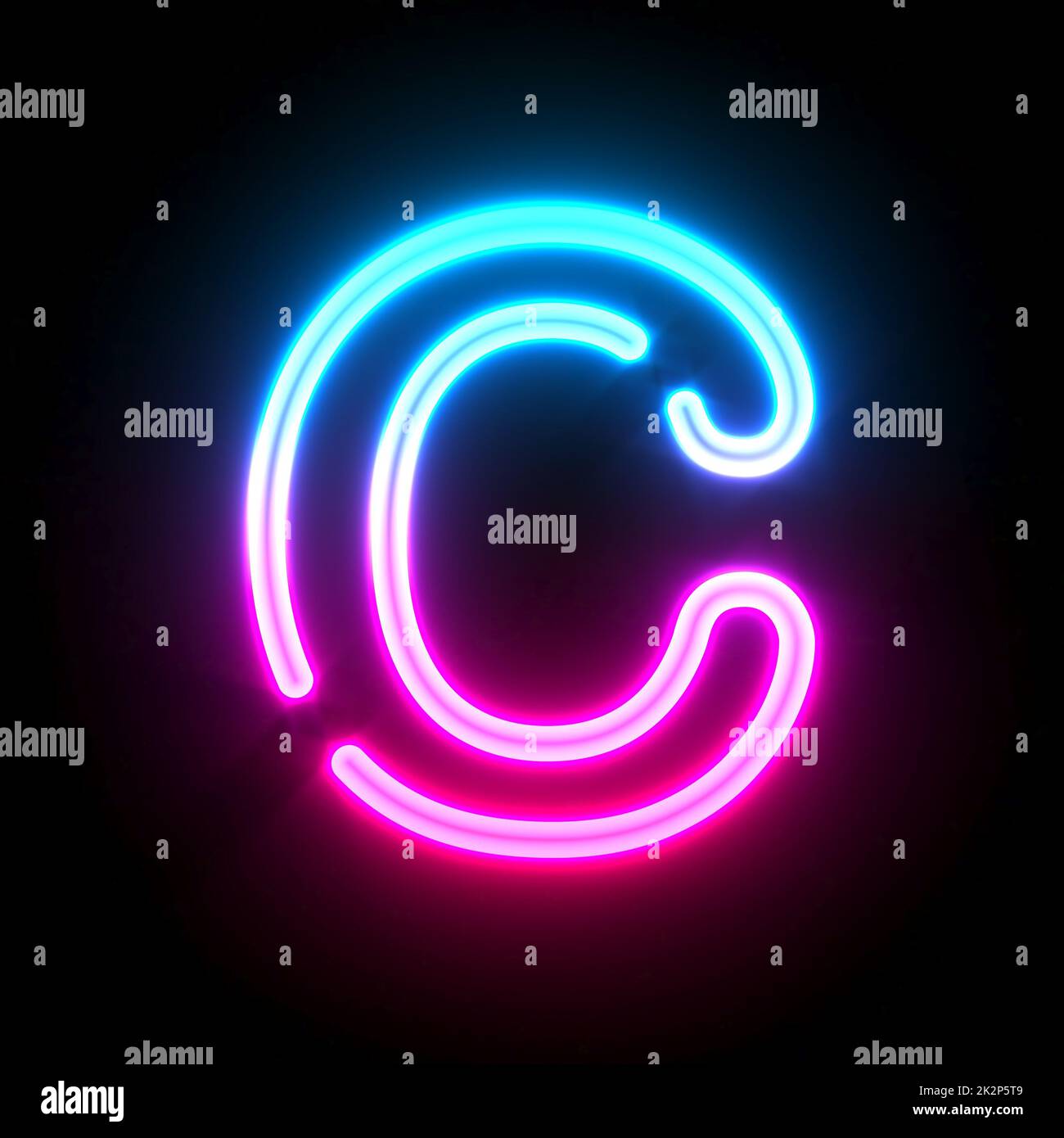 Blue pink glowing neon tube font Letter C 3D Stock Photo - Alamy