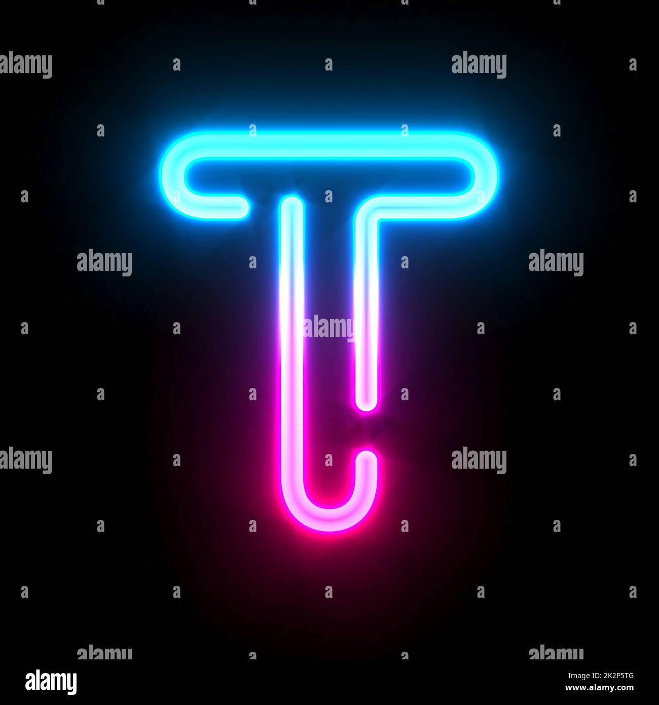 Blue pink glowing neon tube font Letter T 3D Stock Photo - Alamy