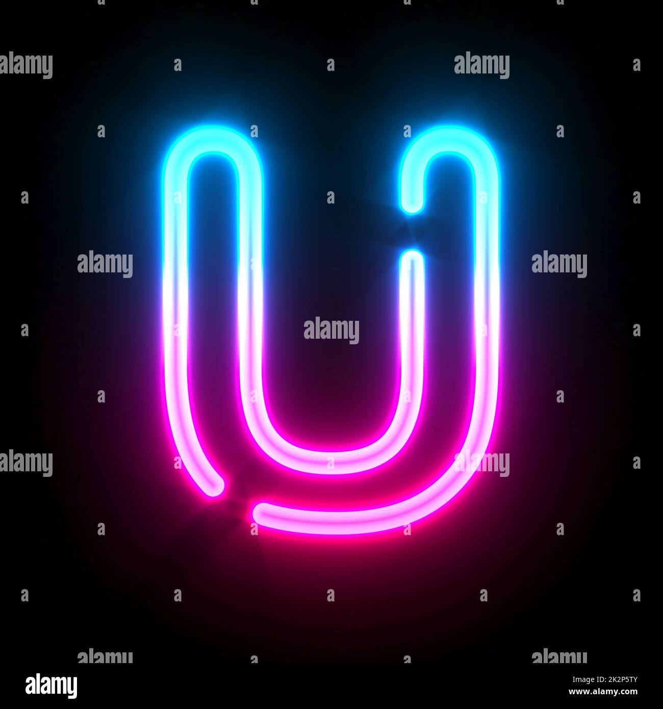 Blue pink glowing neon tube font Letter U 3D Stock Photo - Alamy