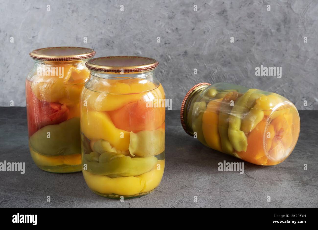 Home canning: pickled bell peppers for stuffing Stock Photo - Alamy