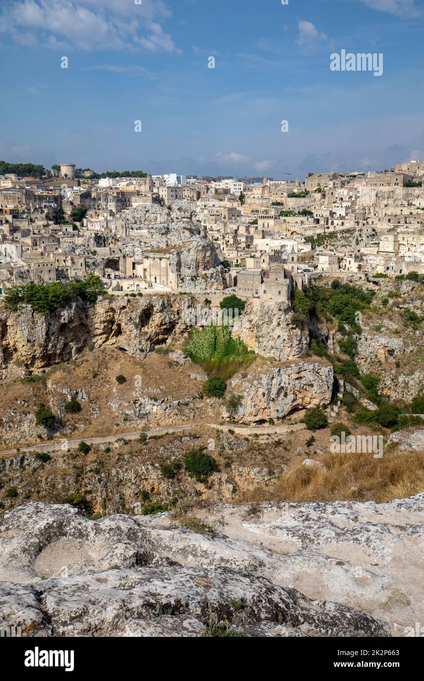 Panoramic view of Sassi di Matera a historic district in the city of ...