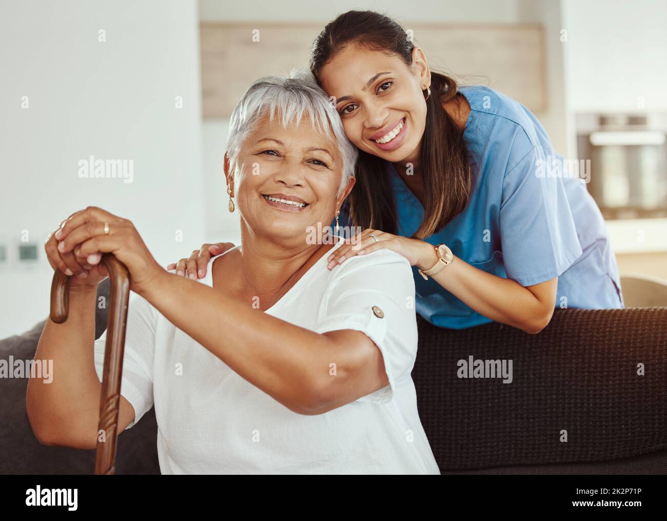 Healthcare, homecare and nurse with grandma to support her in ...