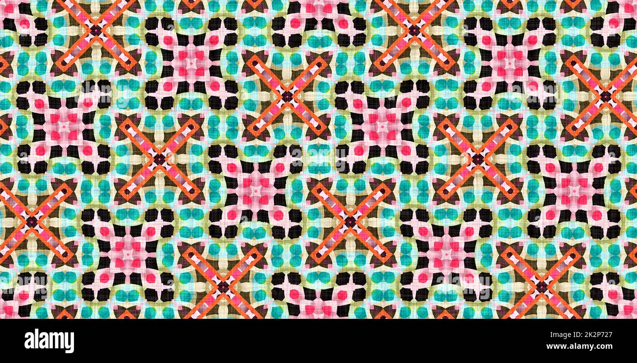 Kitsch pattern geometric retro design in seamless border background ...