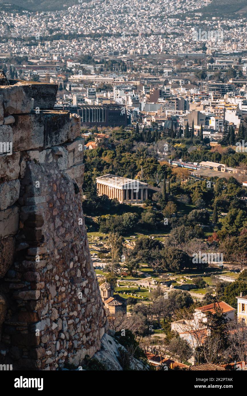 A vertical aerial view of the skyline of Athens, Greece Stock Photo - Alamy