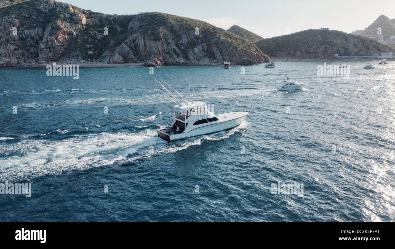 A sportfishing boat sailing on the water near Cabo, Mexico Stock Photo ...