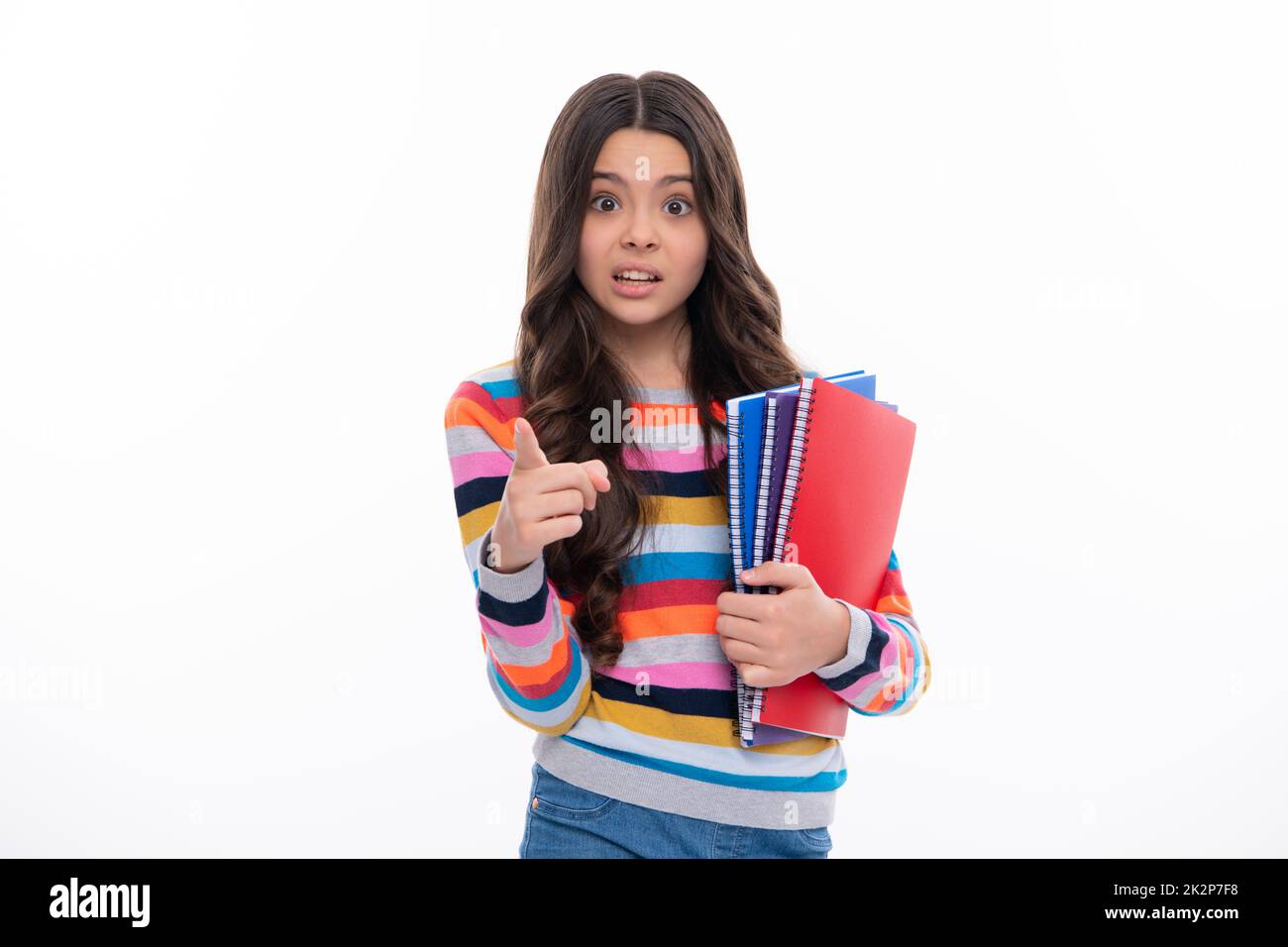 Teenager school girl study with books. Learning knowledge and kids ...