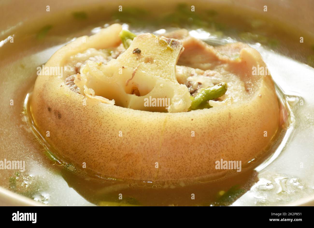 boiled chop ox tail spicy and sour tom yum soup on bowl Stock Photo - Alamy