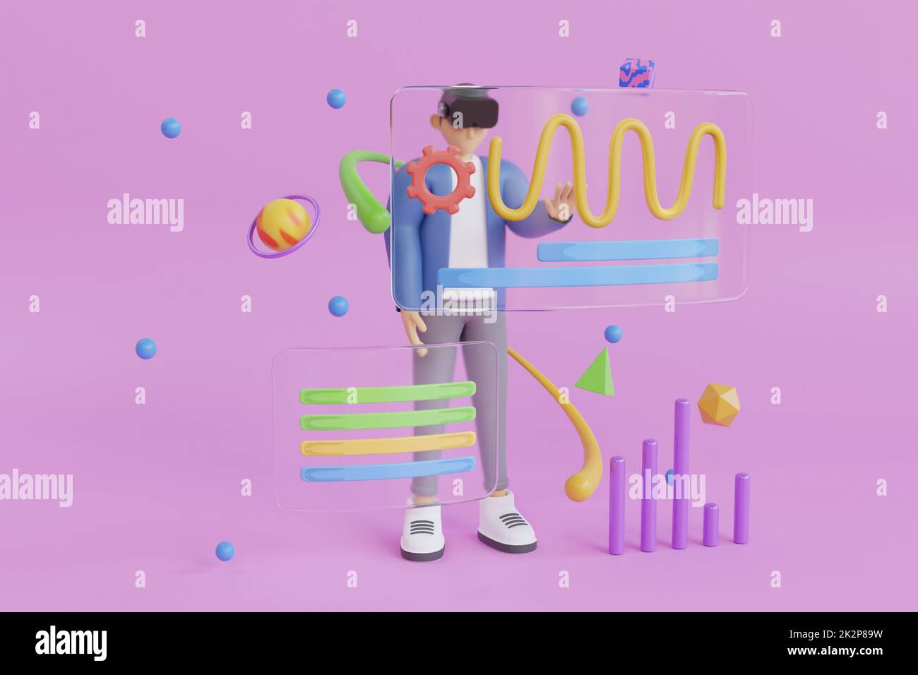 3D Rendering of Metaverse. Metaverse technology, Blockchain and data ...