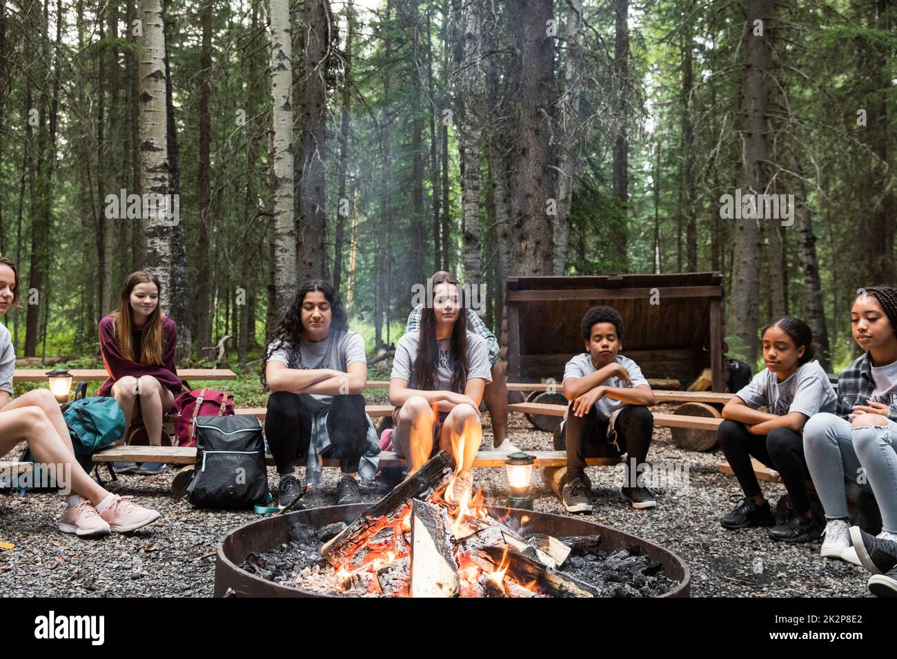 Sitting campfire children hi-res stock photography and images - Alamy