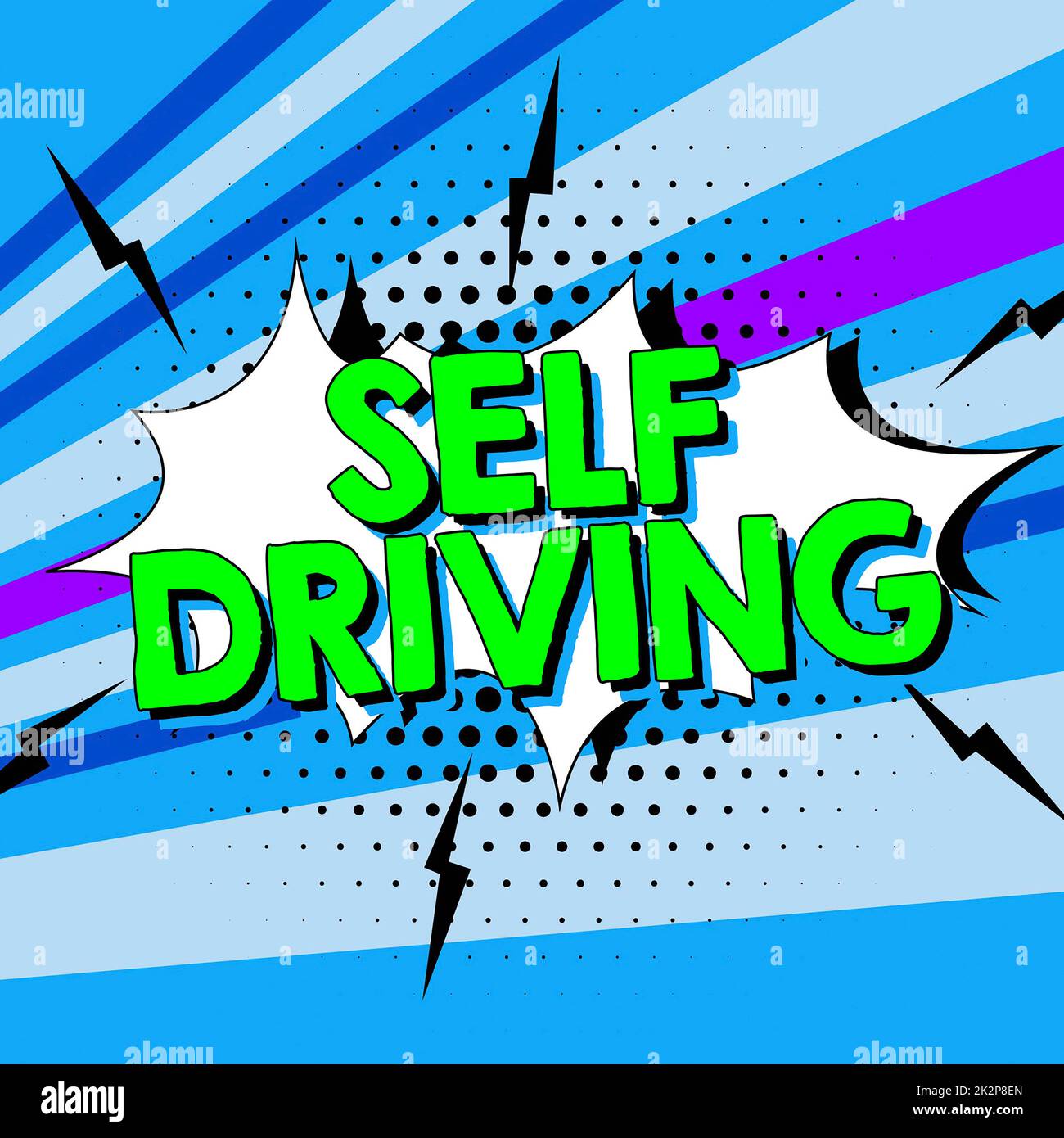 Sign displaying Self Driving. Concept meaning Autonomous vehicle ...