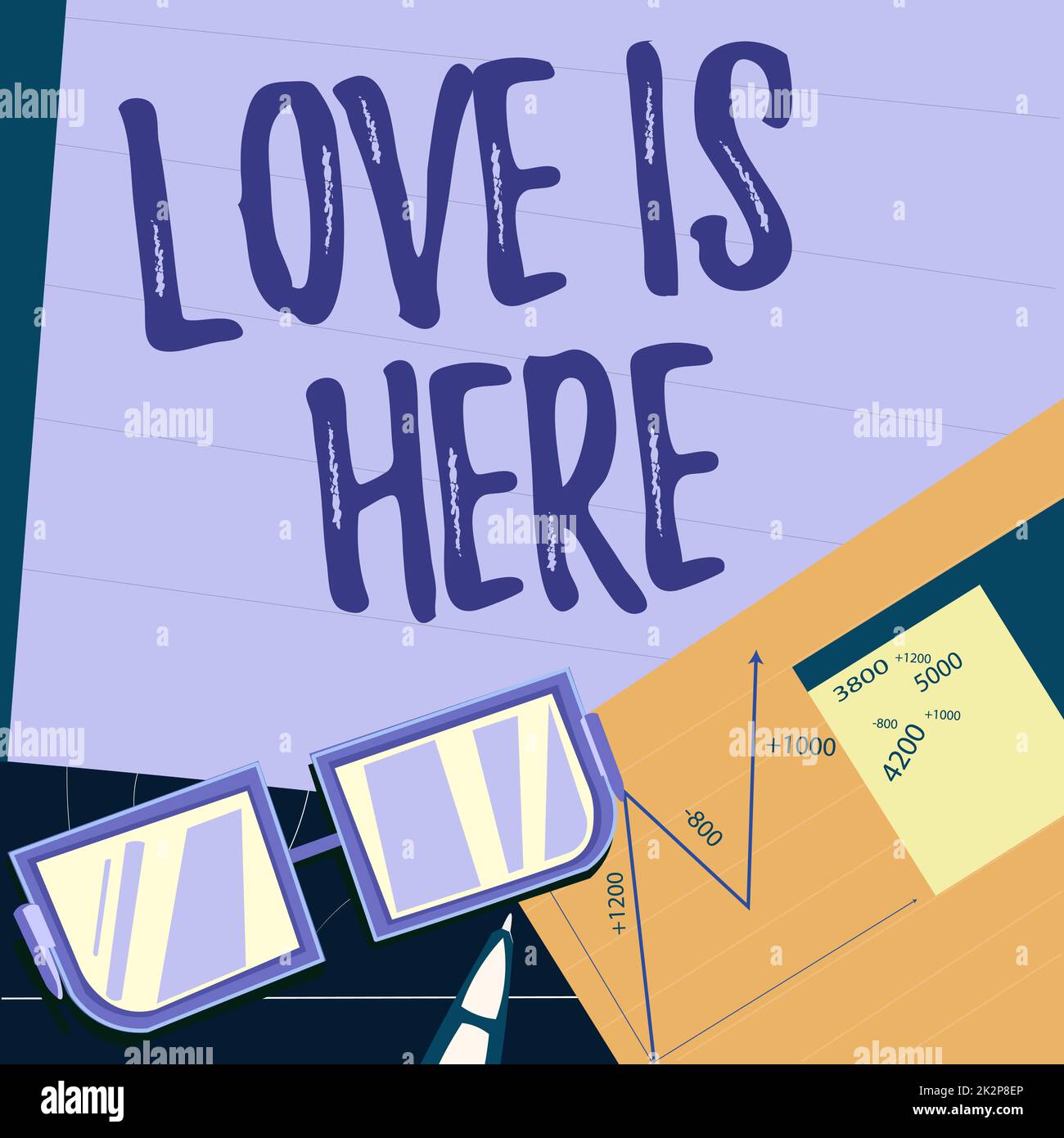 Hand writing sign Love Is Here. Business overview Romantic feeling ...