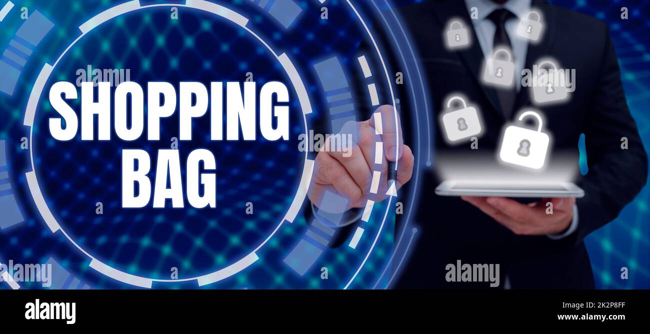 Writing displaying text Shopping Bag. Business approach Containers for ...