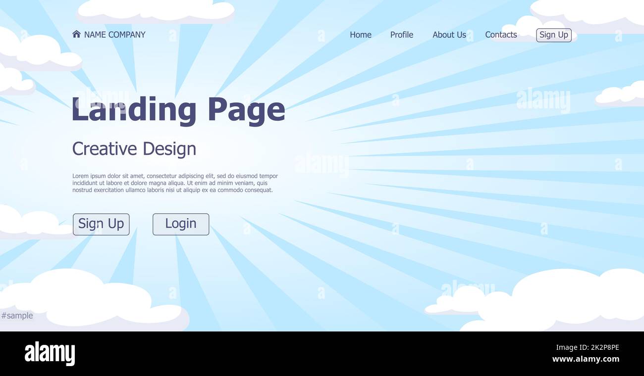 Blue cloud background design concept landing page website - Vector ...