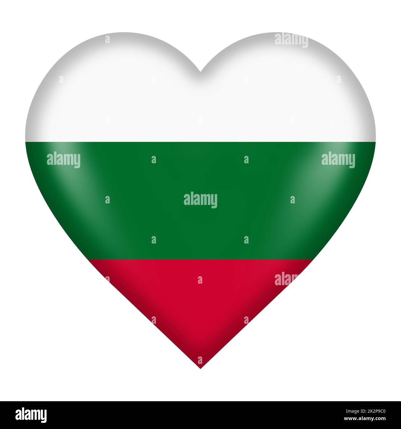 Bulgaria flag heart button isolated on white with clipping path 3d ...