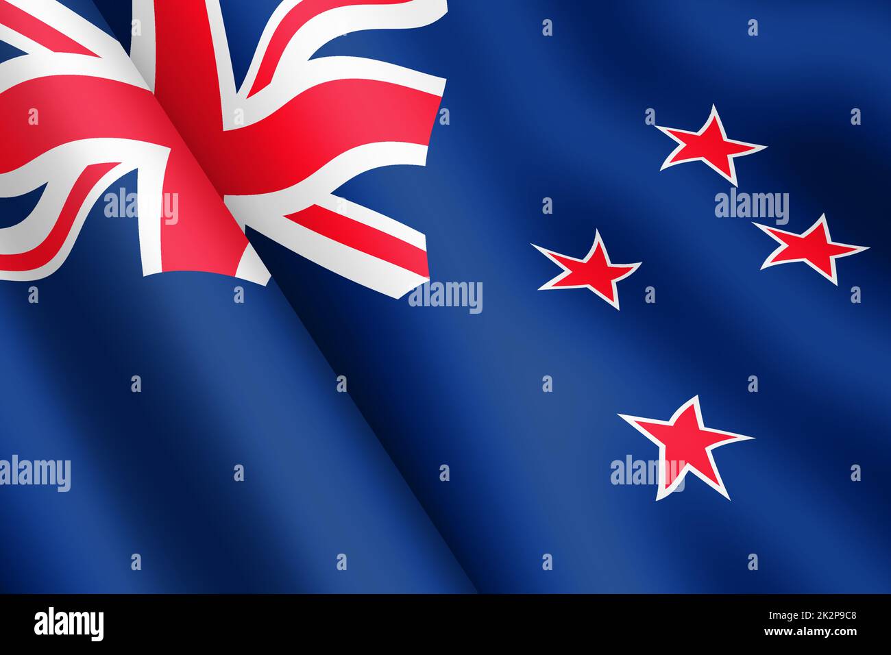 New Zealand waving flag 3d illustration wind ripple Stock Photo - Alamy