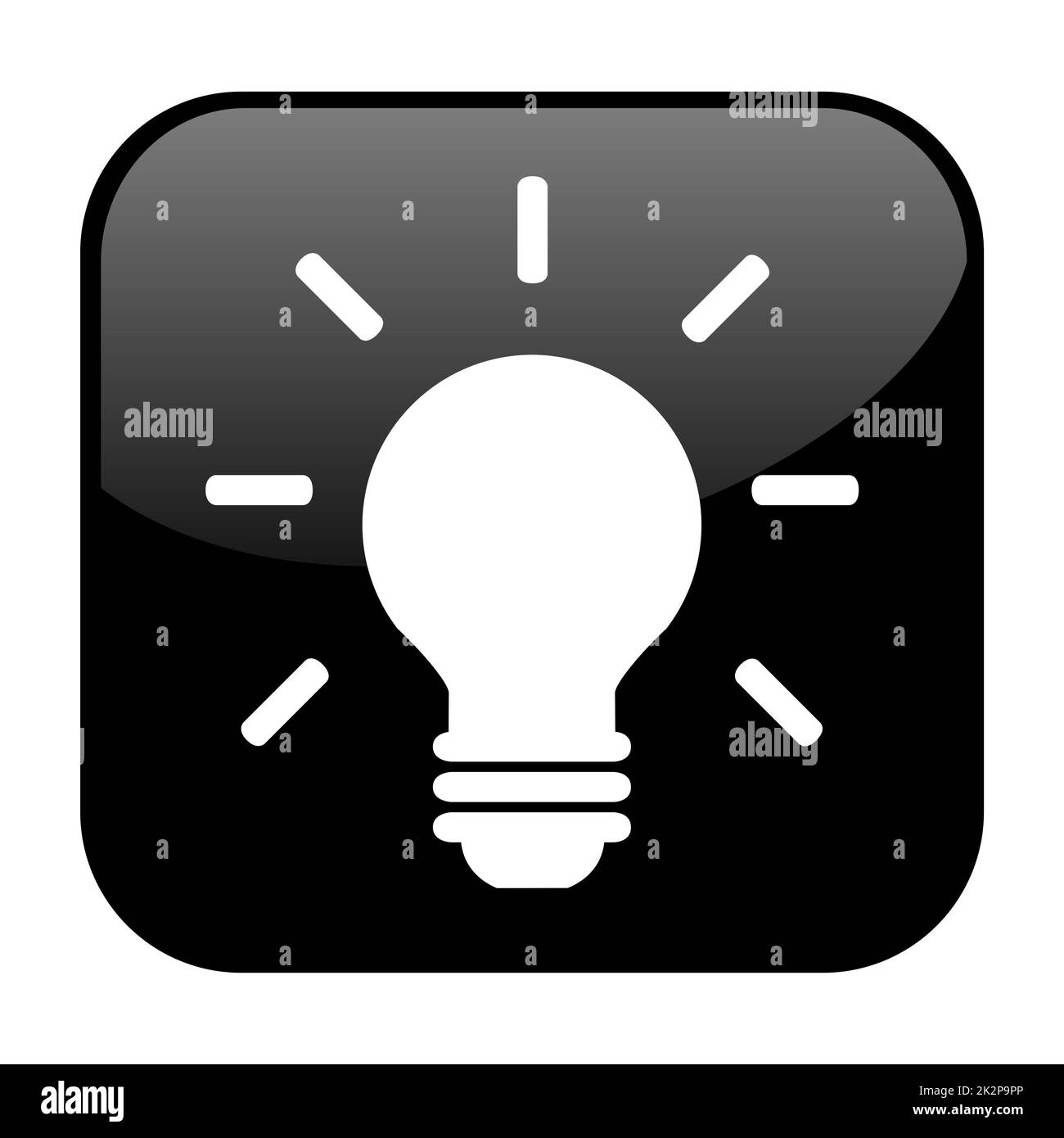 Button with black color and white icon showing Light Bulb Stock Photo ...
