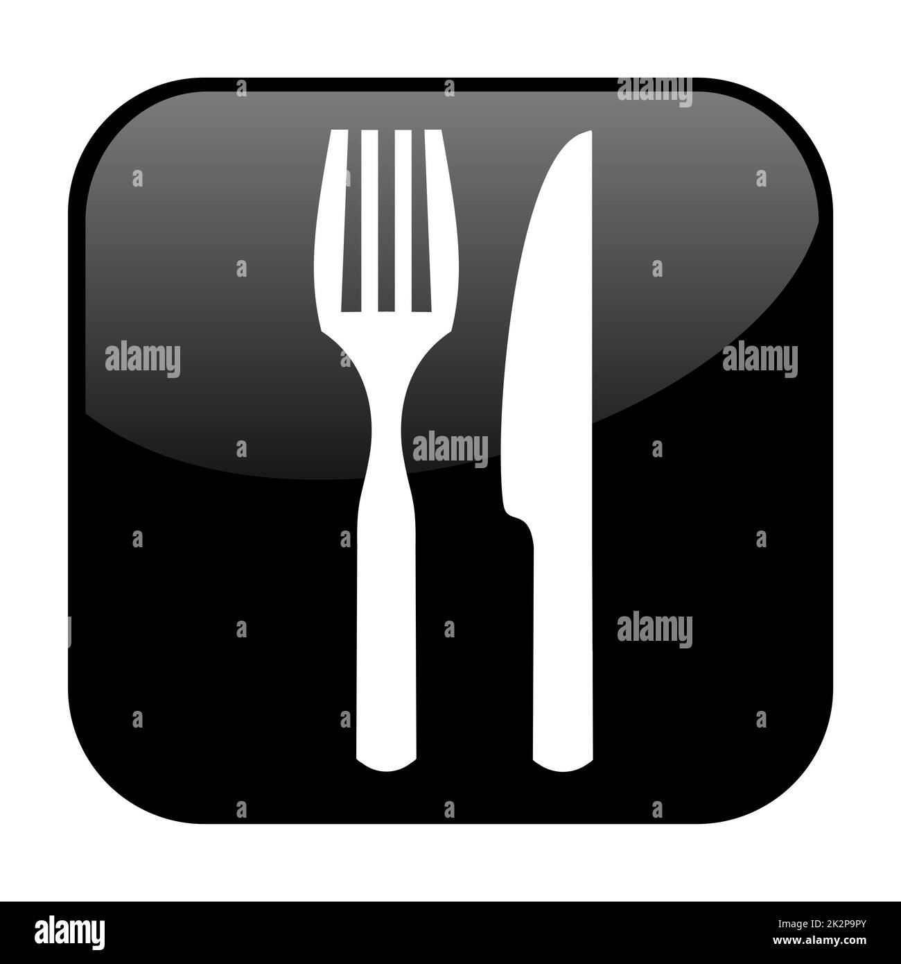 Button with black color and white icon showing Food or Dinner Stock ...