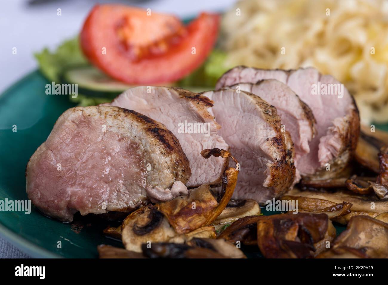 pork fillet with mushroom sauce Stock Photo - Alamy