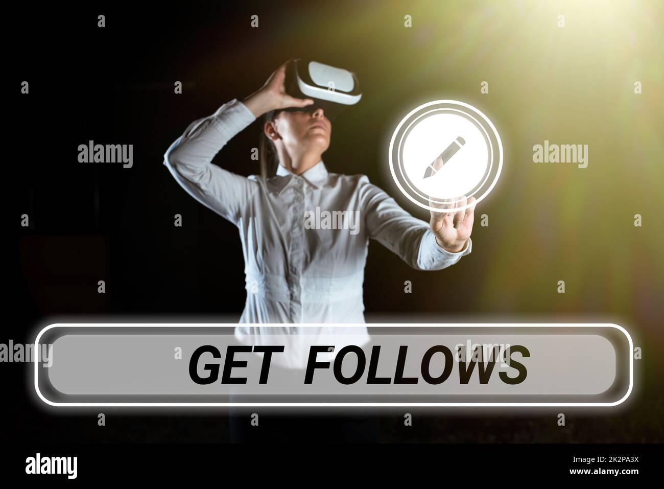 Handwriting text Get Follows. Word Written on person who imitates ...