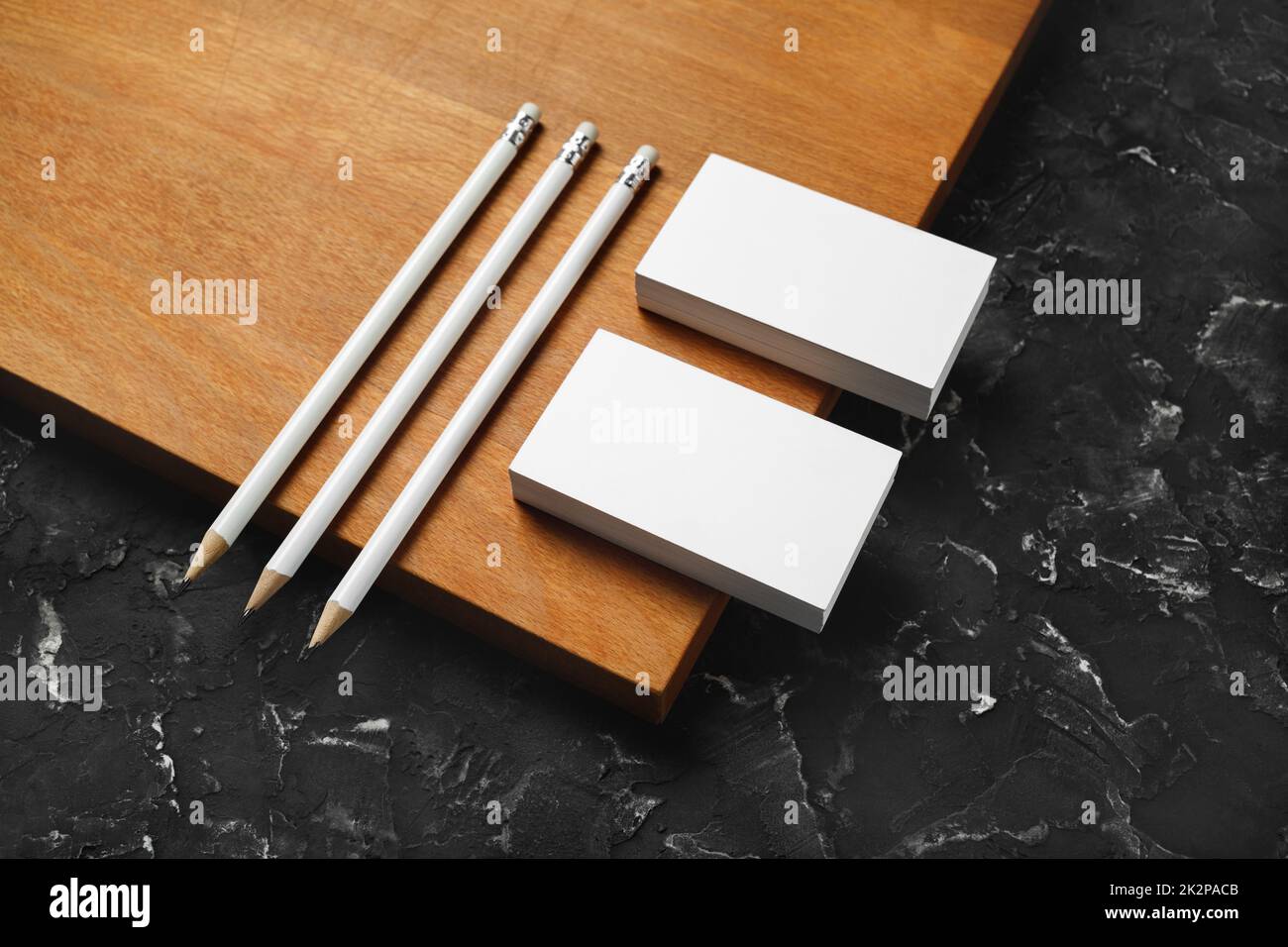 Business cards and pencils Stock Photo - Alamy