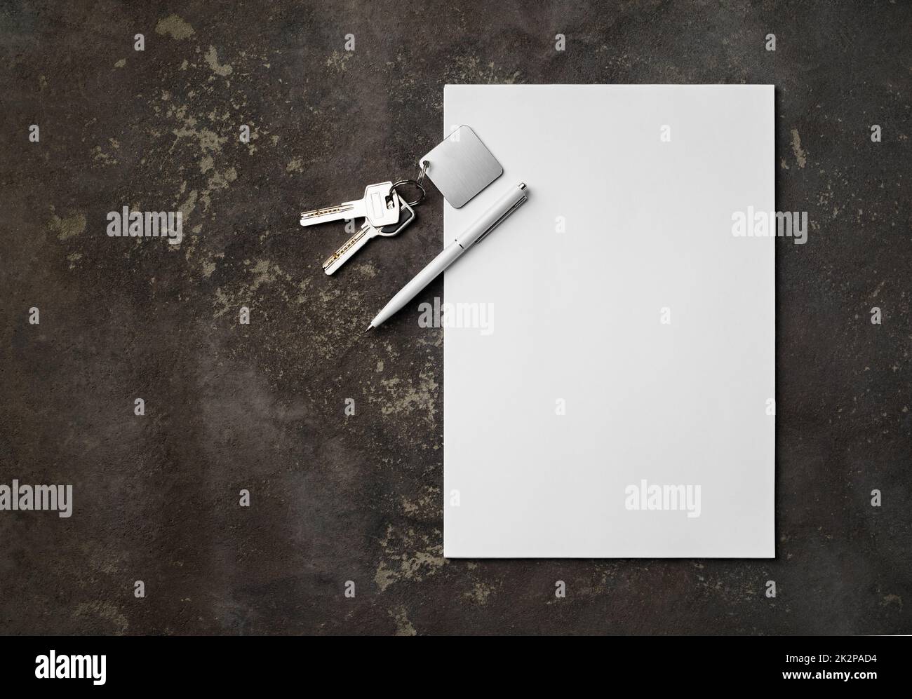 Blank letterhead, pen, key Stock Photo - Alamy