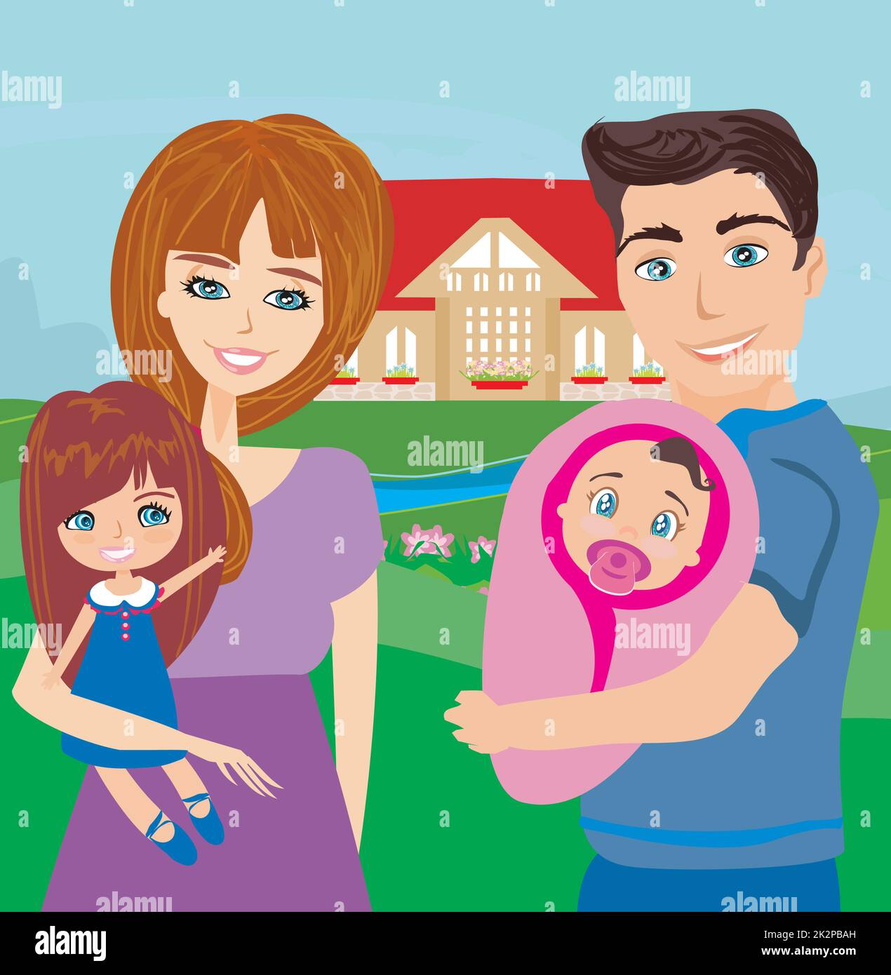 Happy family in nature Stock Photo - Alamy