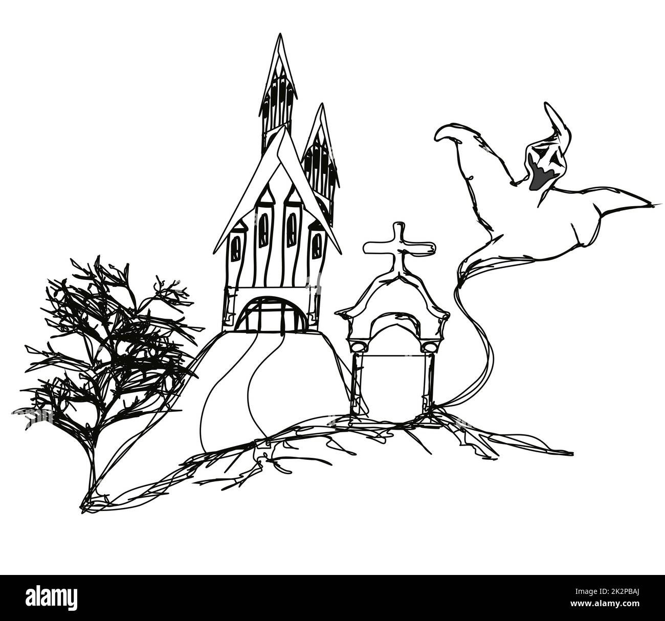 Vector haunted house illustration Cut Out Stock Images & Pictures - Alamy