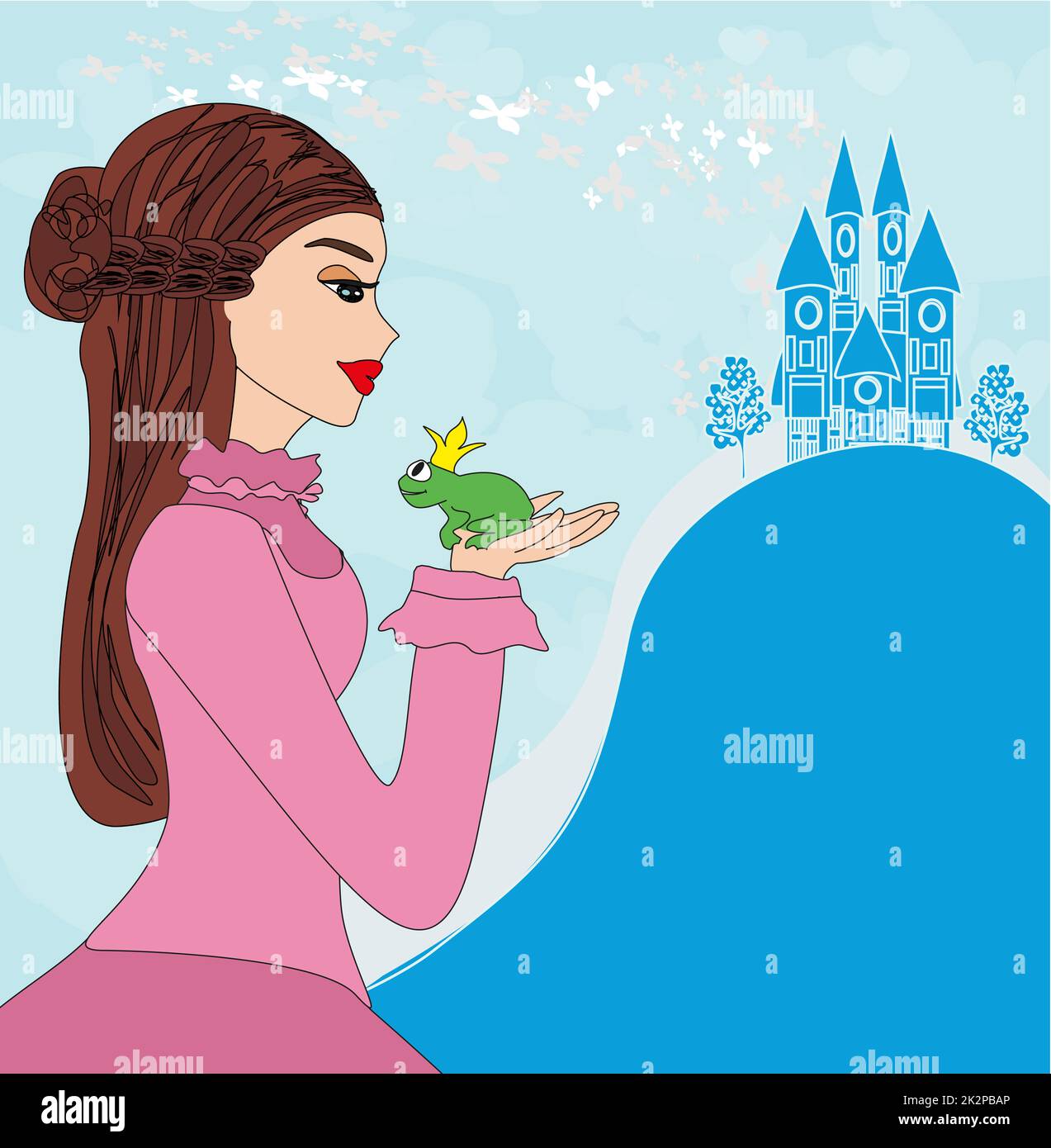 Beautiful young princess kissing a big frog Stock Photo - Alamy