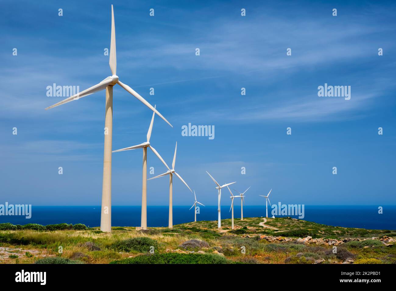 Wind generator turbines. Crete island, Greece Stock Photo - Alamy