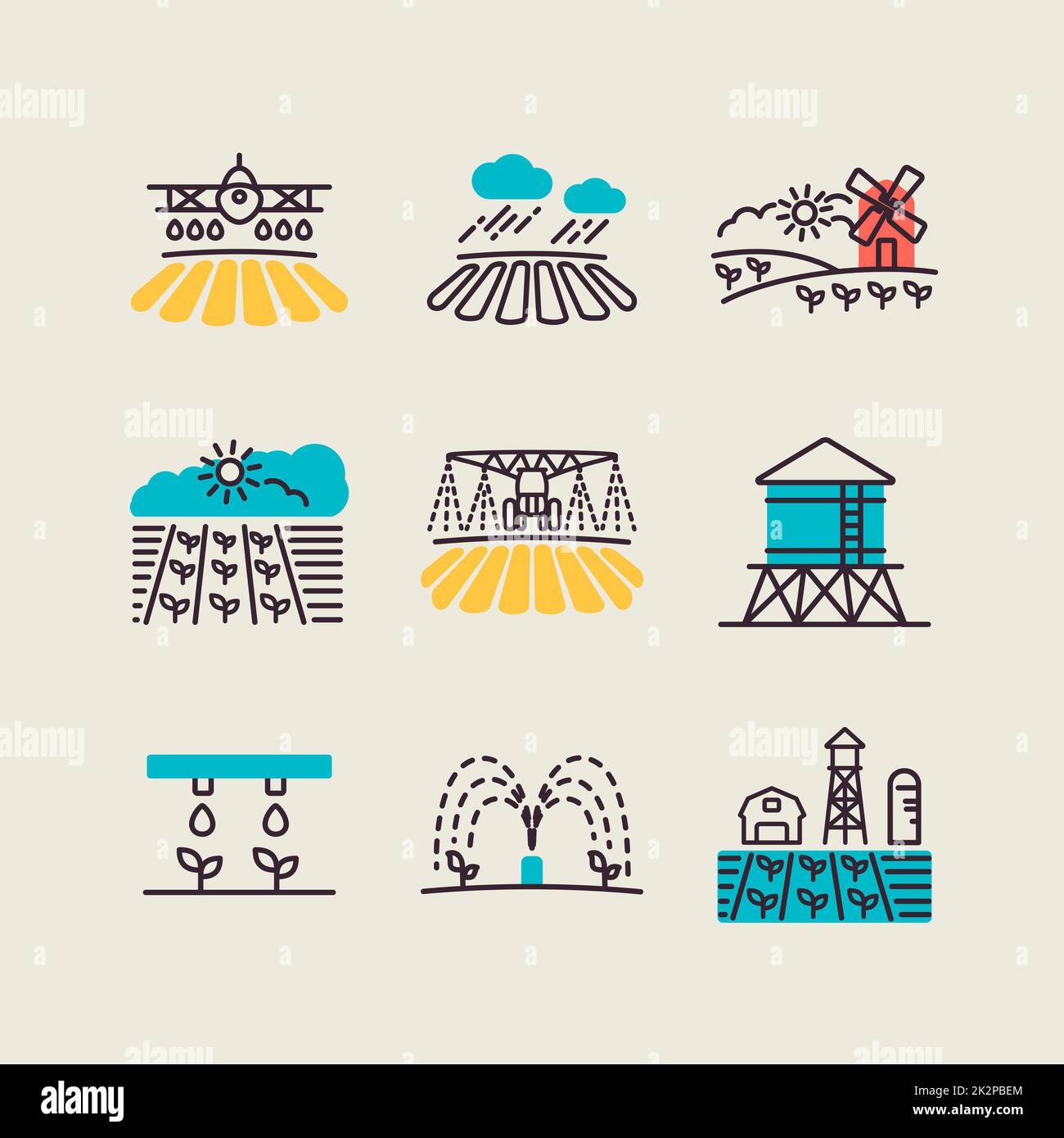 Farm Field vector icon. Agriculture irrigation sign Stock Photo - Alamy