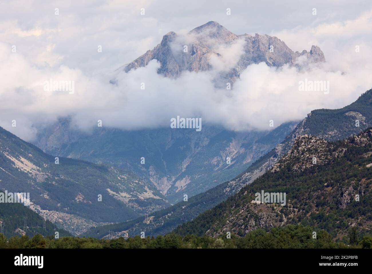 Alps Alpine Landscape of Mountain Cook Range Peak with mist from ...